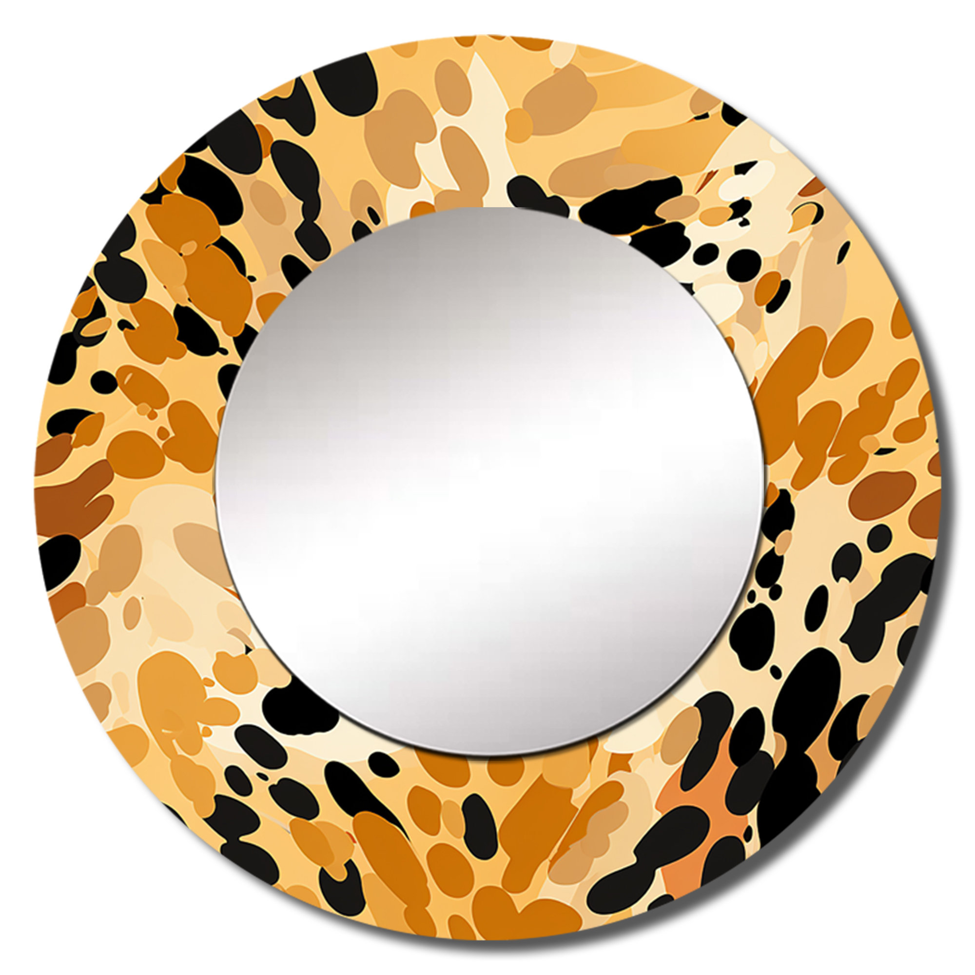 Design Art Orange And Black Leopard Print Adventure - Modern Round ...