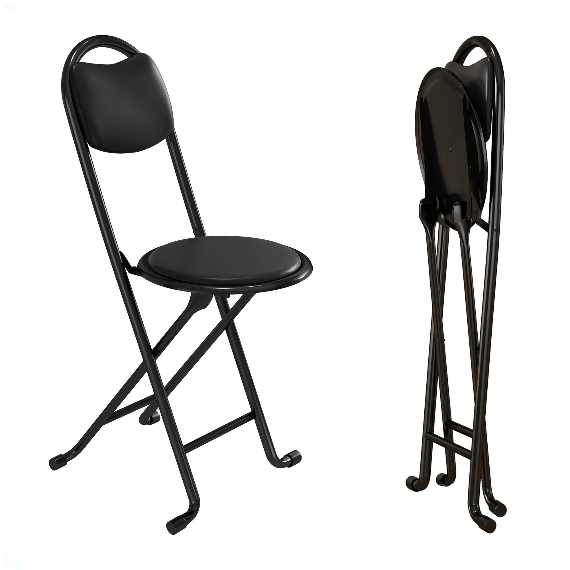 Ebern Designs Folding Stool With Back, Cushioned Padded Folding Stool ...