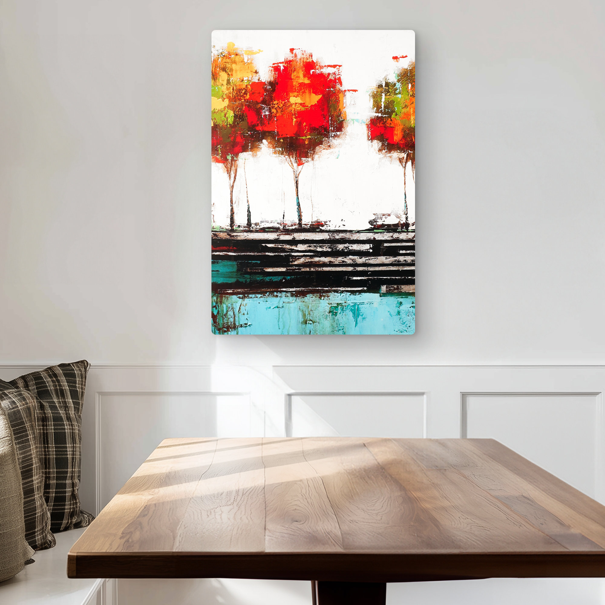 Lark Manor™ Modern style trees - Landscapes Orange metal print for ...