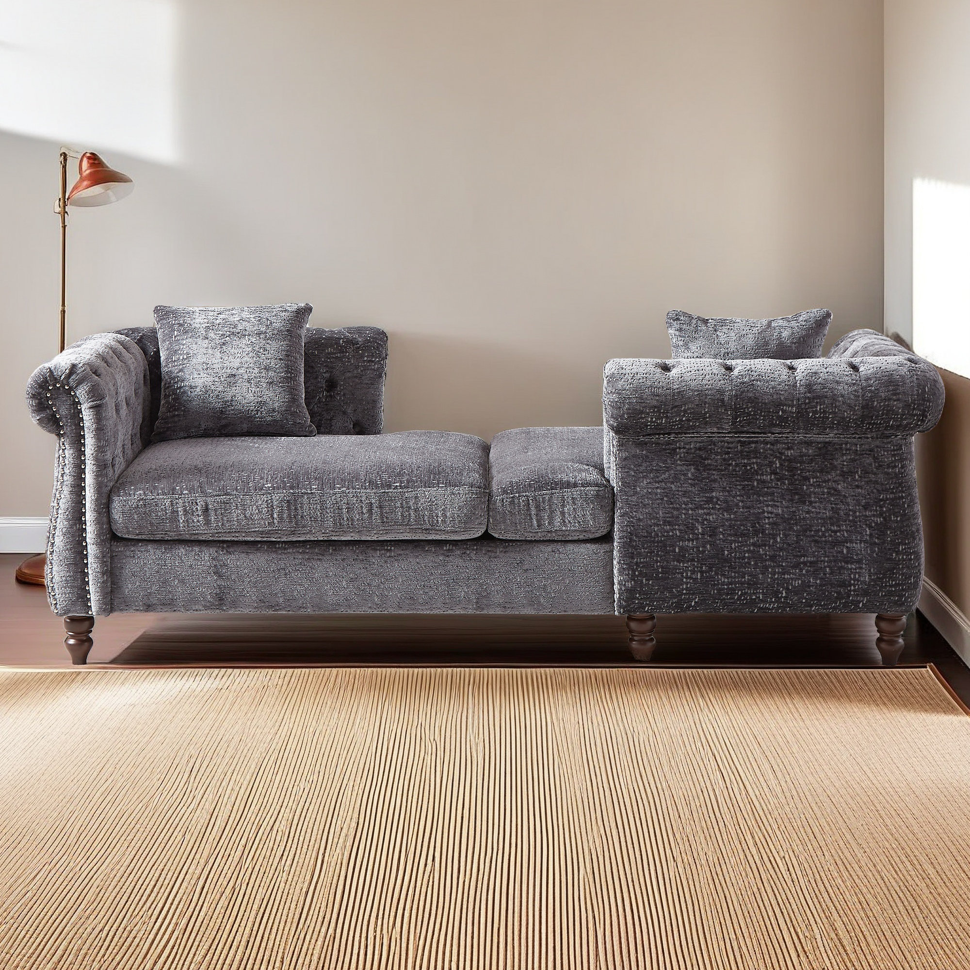 Alcott Hill 81-Inch Chenille Face-To-Face Chaise Lounge With Two ...