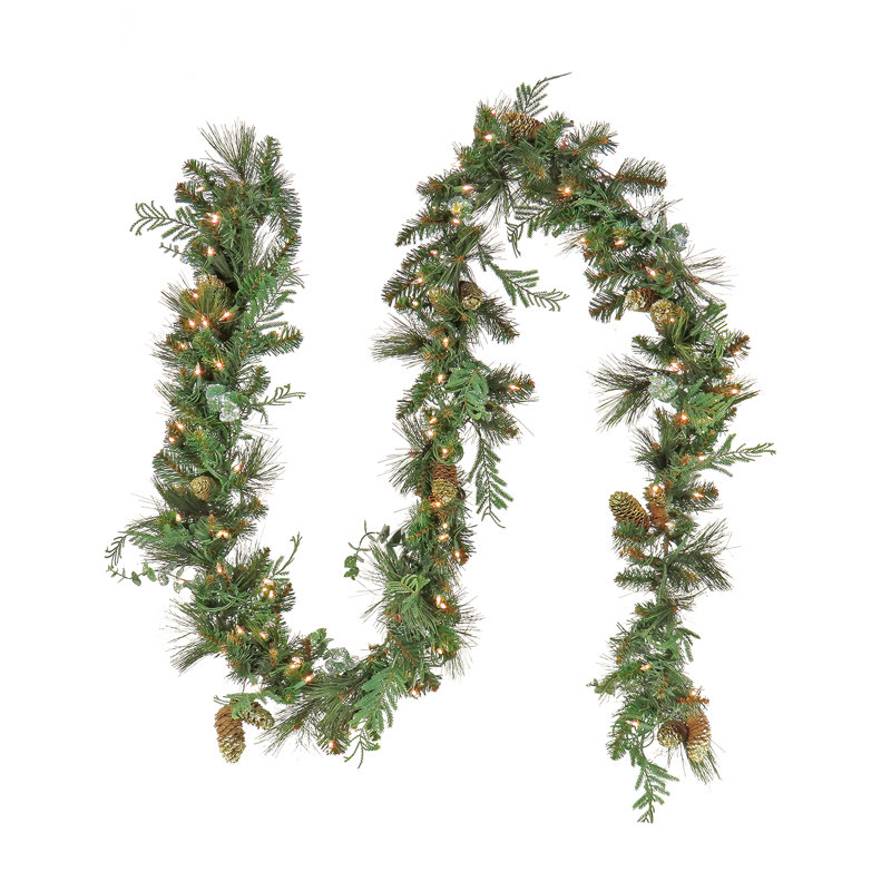 The Holiday Aisle® 9 ft Pre-Lit North Conway Garland with Glittery ...