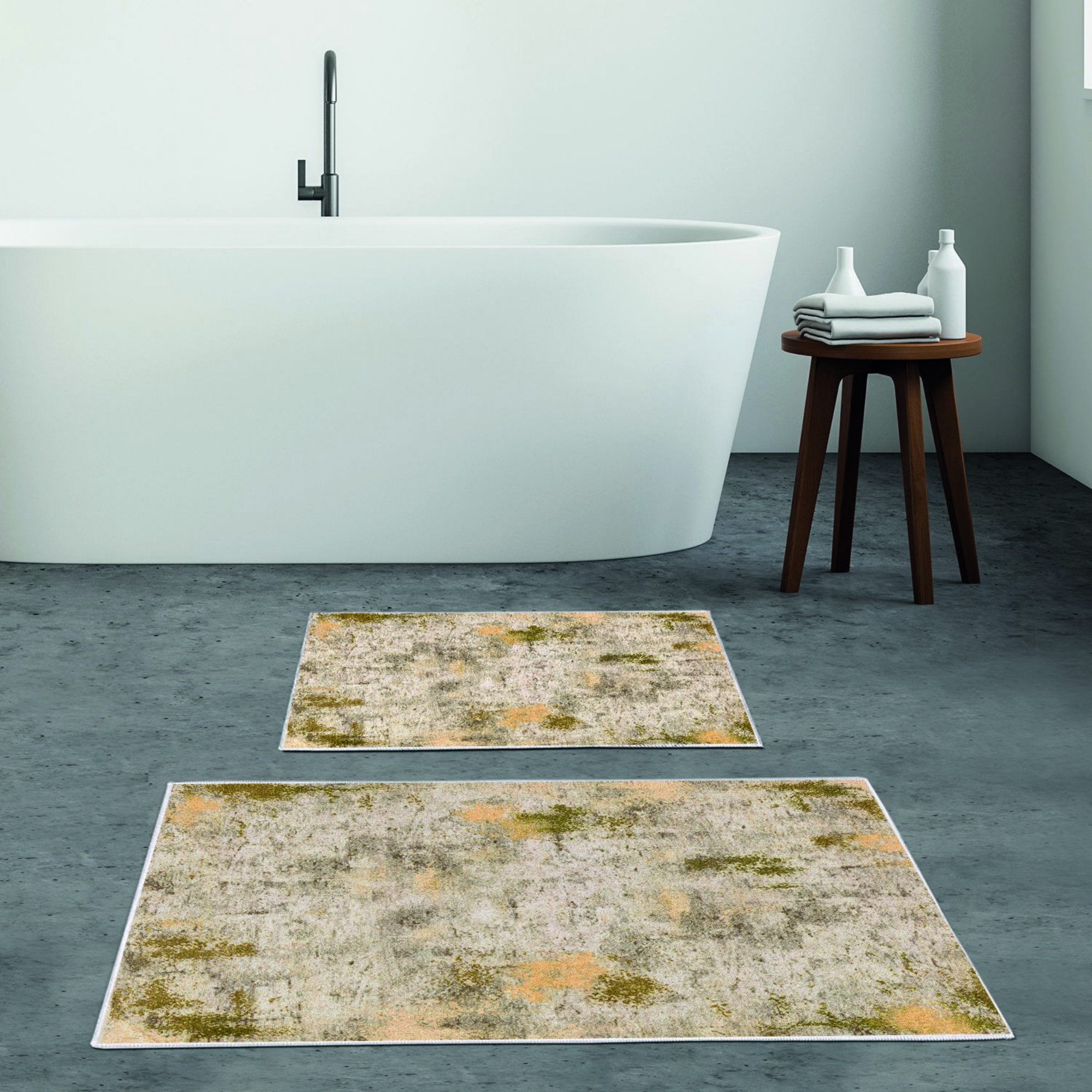 East Urban Home Catori Abstract 2 Piece Bath Rug Set | Wayfair