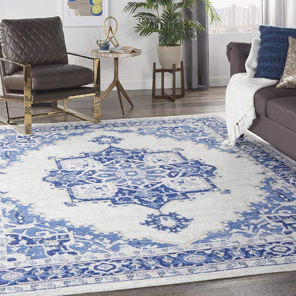 Charlton Home® Akinori Performance Ivory Blue/Beige Rug | Wayfair