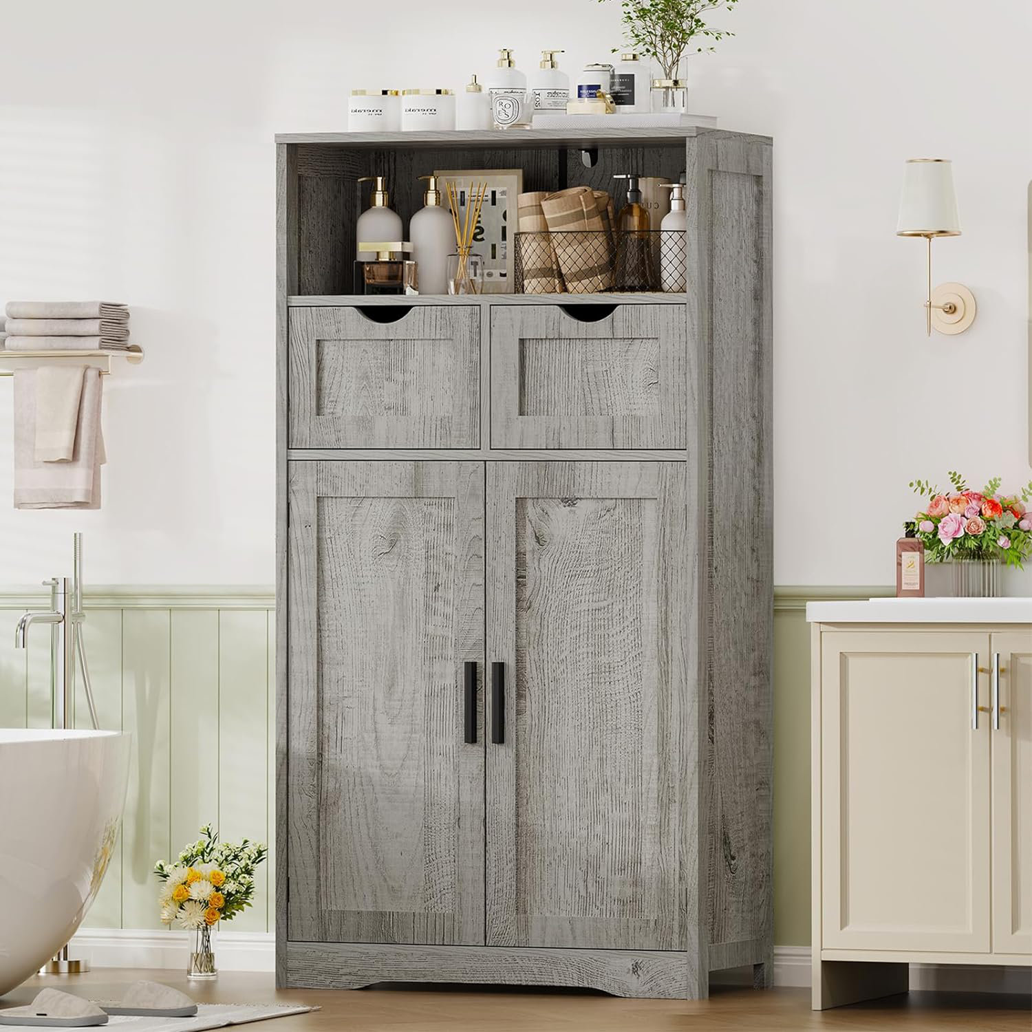 Lark Manor™ Storage Cabinet With 2 Drawers And Adjustable Shelves ...