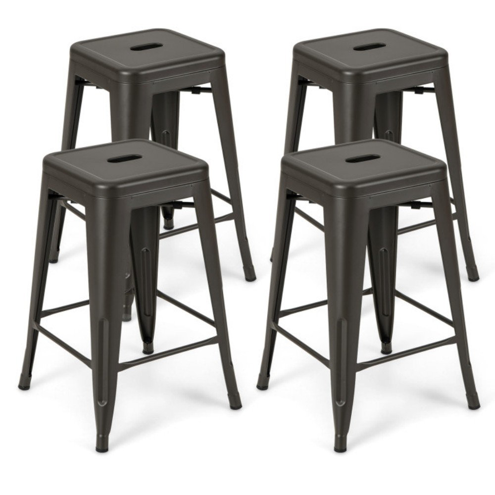17 Stories 24 Inches Backless Stackable Counter Height Metal Bar Stools ...