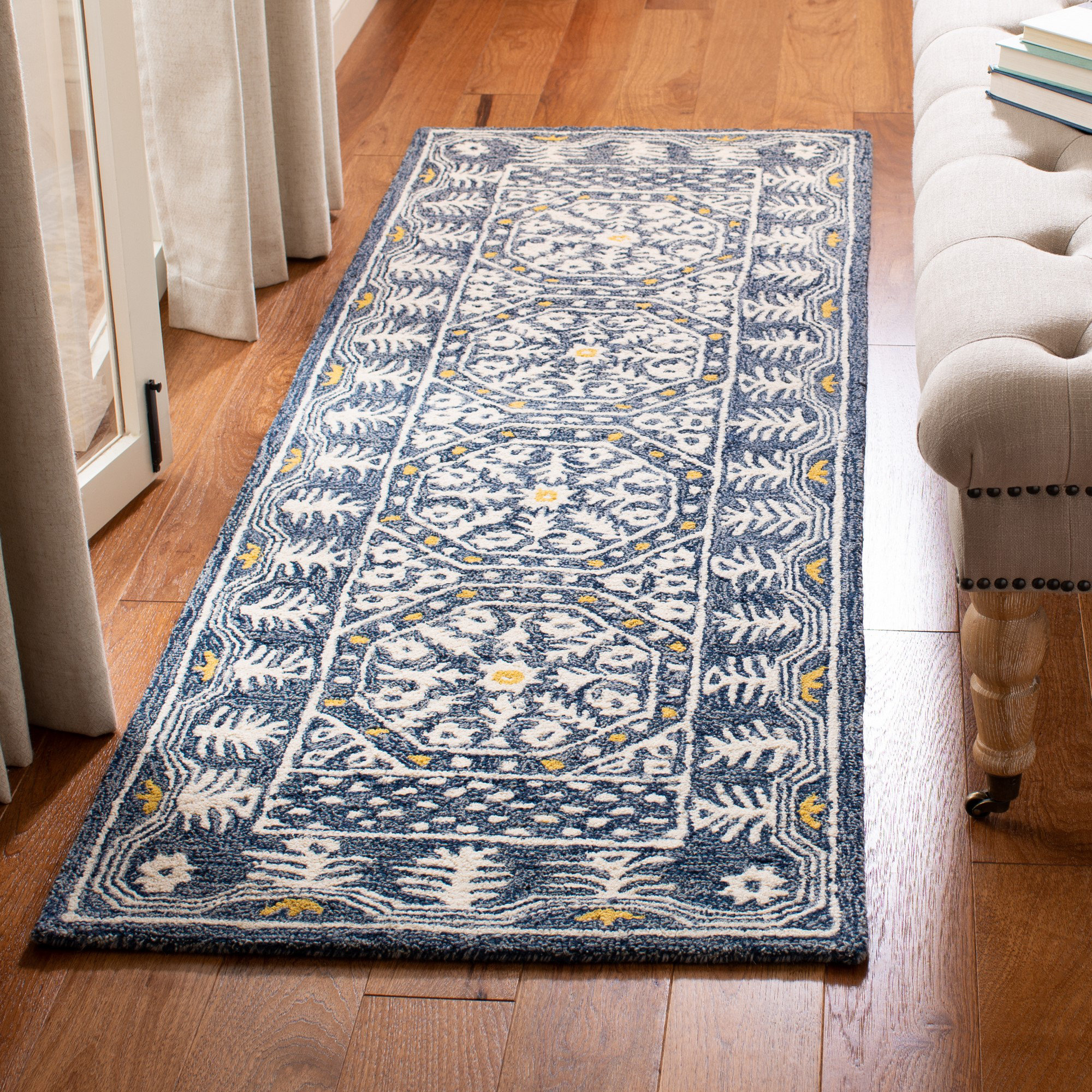 Bungalow Rose Sebrite Six Hundred Nineteen Area Rug In Blue / Ivory ...