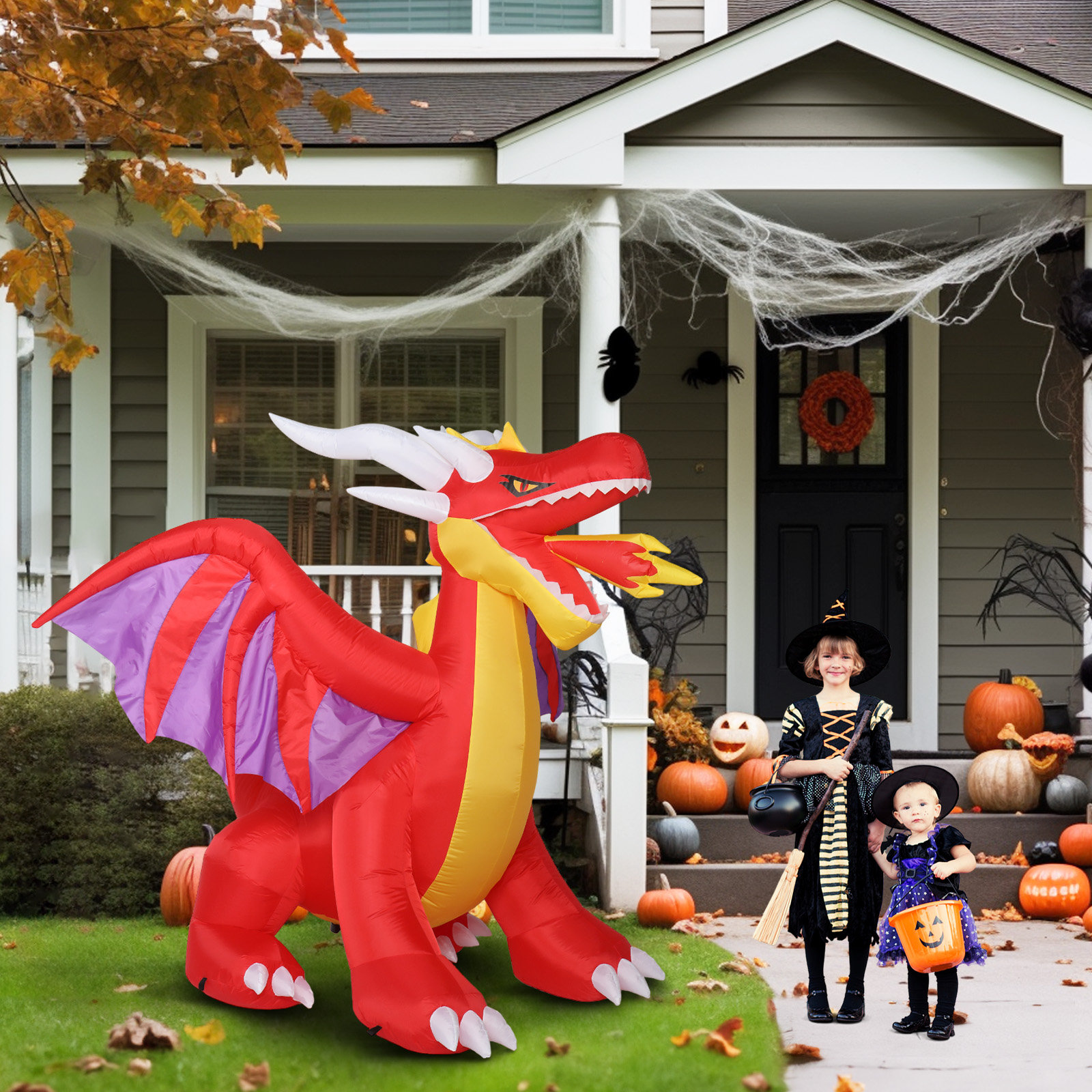 The Holiday Aisle® Halloween Fire-Breathing Dragon Inflatable | Wayfair