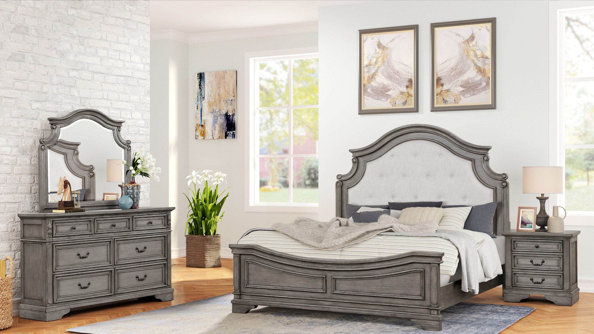 Alcott Hill® Traditional Style Bedroom Set Made With Wood,Suitable For ...