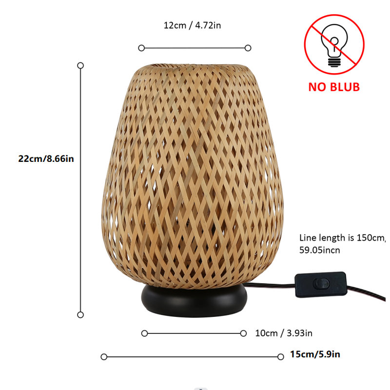 Bay Isle Home™ Maragozakis Rattan Handmade Bamboo Table Lamp, Retro ...
