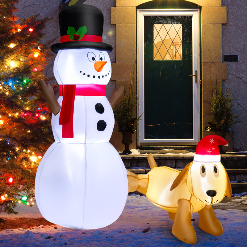 The Holiday Aisle® Snowman and Dog Christmas Inflatable Set & Reviews ...