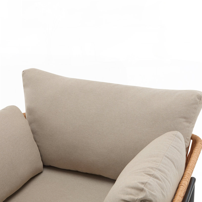 Latitude Run® 36" Beige and Light Wood-Tone Rope Iron Lounge Chair ...