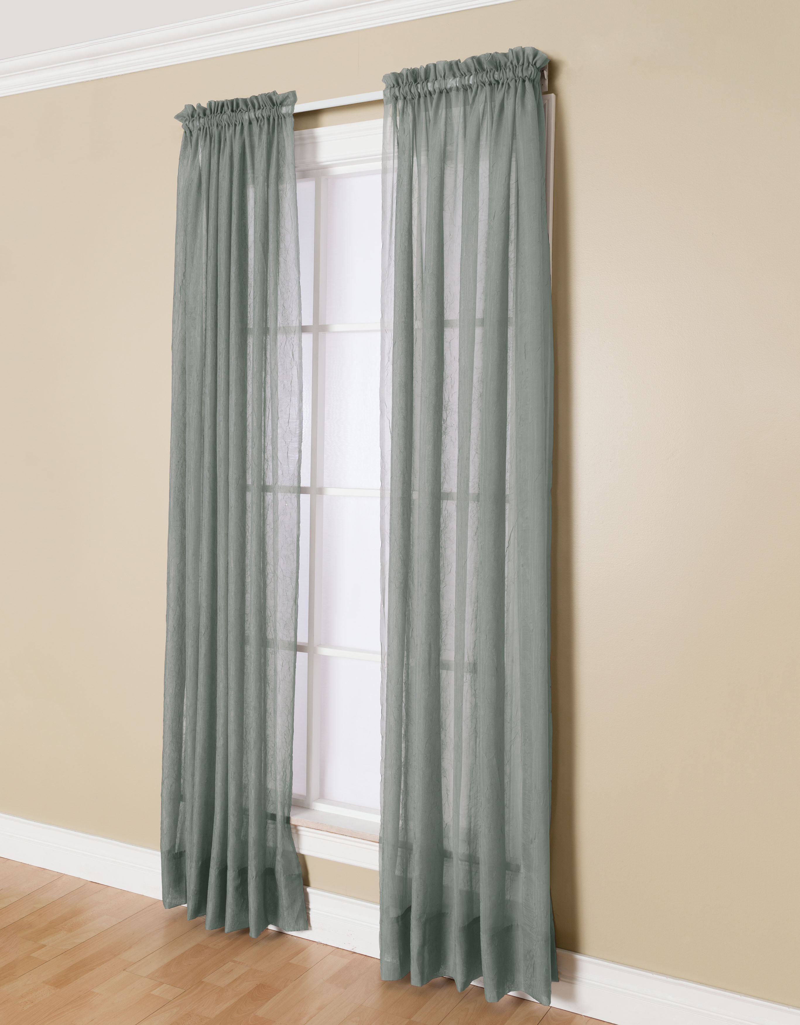 Ebern Designs Canizales 100% Polyester Sheer Crushed Voile Solid Color ...