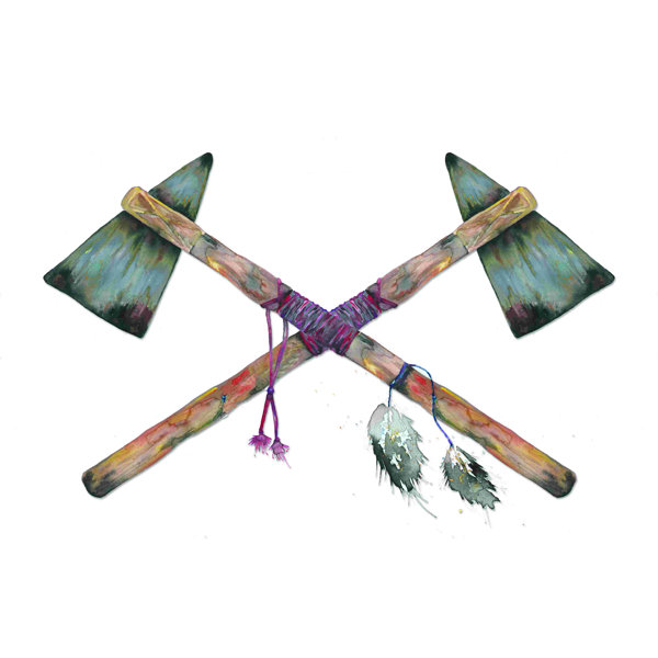 Union Rustic " Watercolor Tomahawks " Painting Print | Wayfair