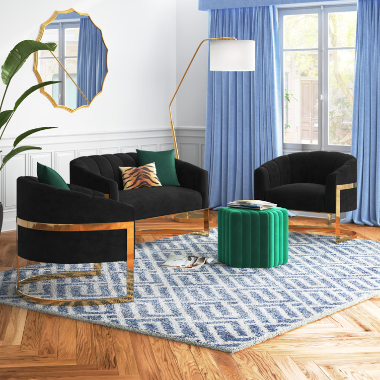 Etta Avenue™ Tellico 3 - Piece Velvet Living Room Set & Reviews | Wayfair