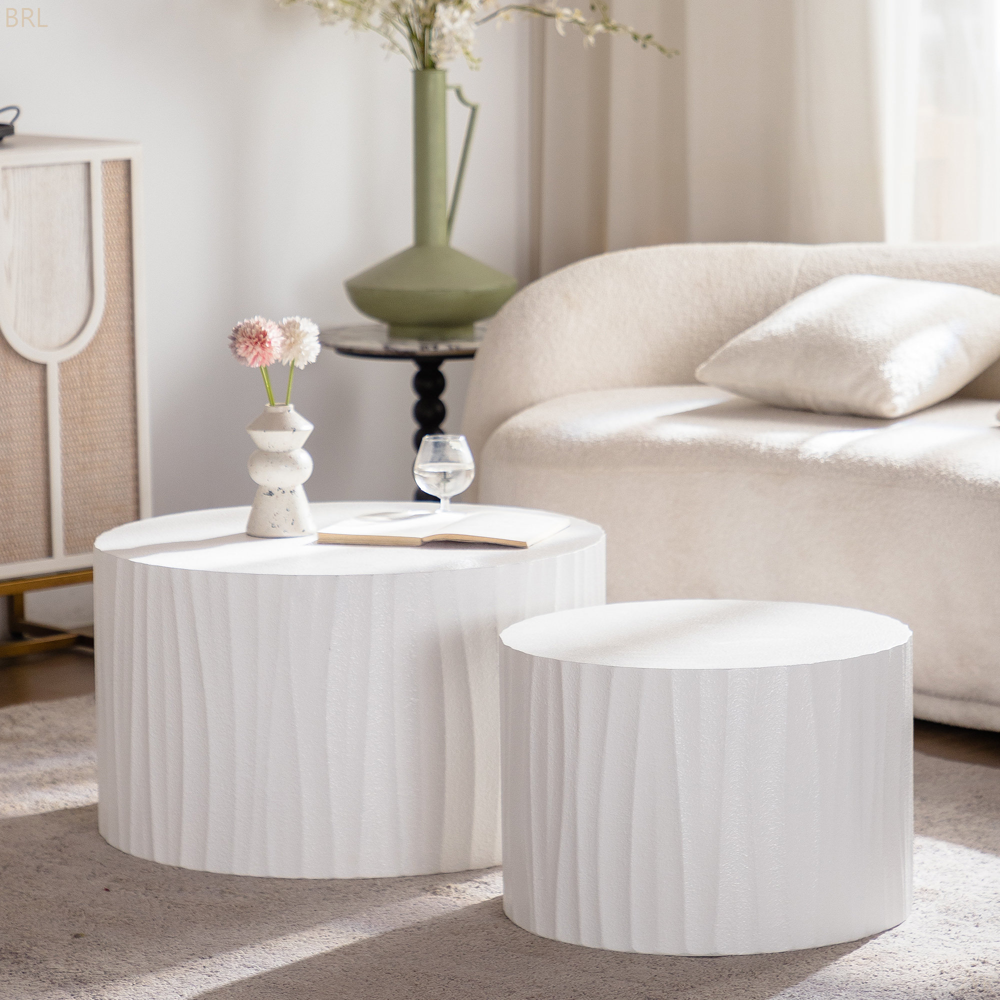 George Oliver Nesting Coffee Table Set Of 2 Round Wooden Coffee Tables ...