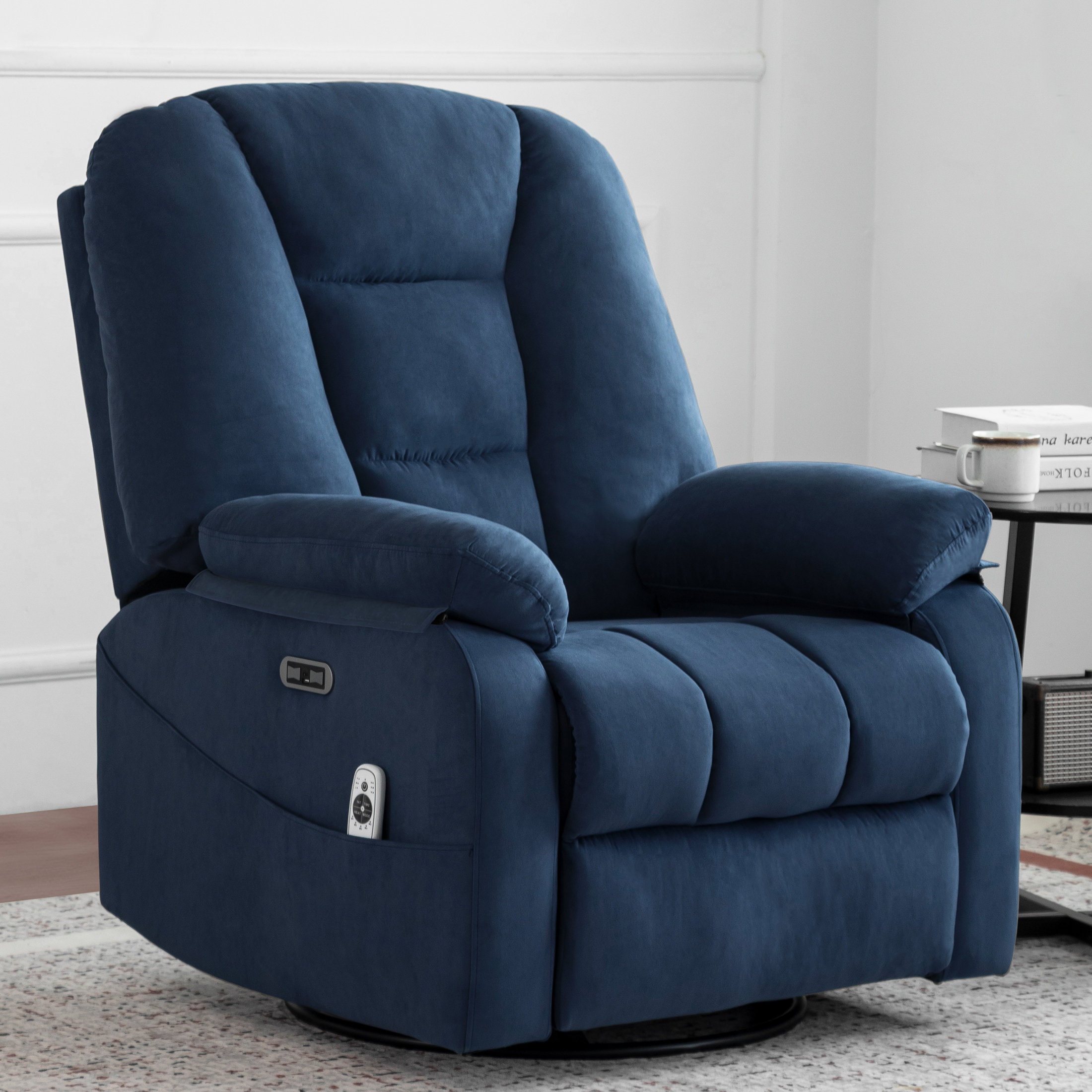 Latitude Run® Oversized Power Swivel Rocker Recliner Chair for Adults ...