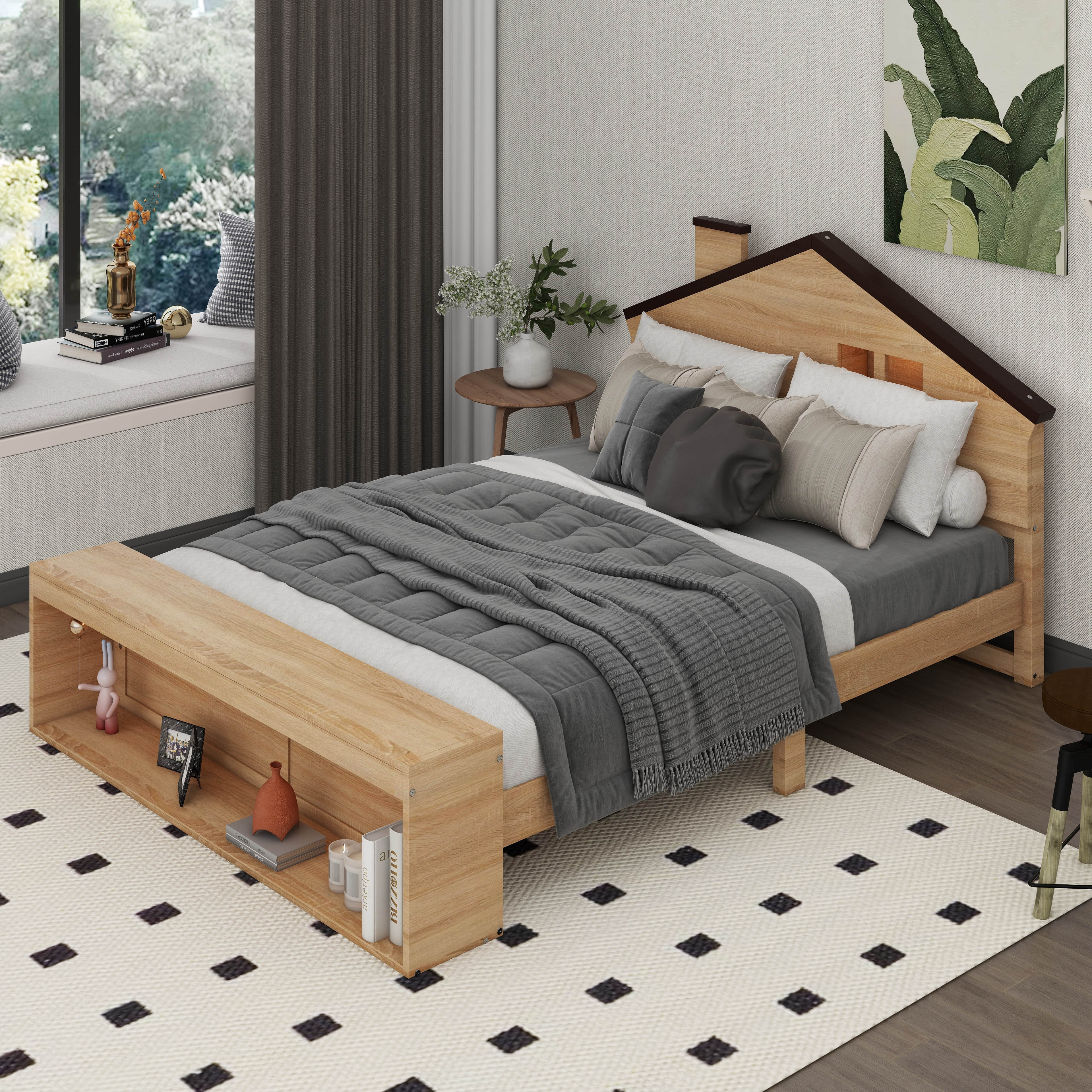 Gracie Oaks Sholes Full Size House Platform Bed with LED Lights | Wayfair