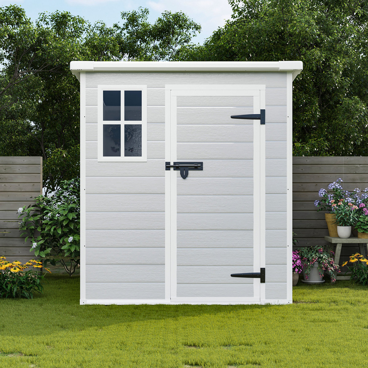 GZMWON 6X6 FT Storage Shed, Waterproof Resin Outdoor Storage Shed With ...