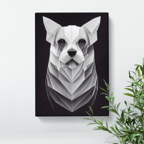 17 Stories Symmetrical Dog Abstract - Wrapped Canvas Graphic Art ...