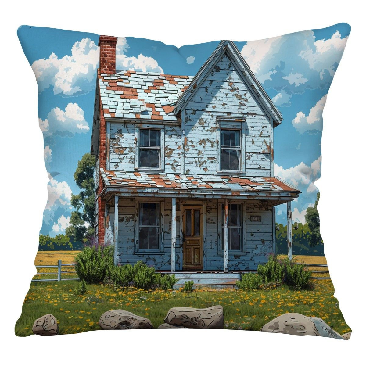VisionDecor House Throw Pillow, Architecture Cotton Twill Pillows | Wayfair