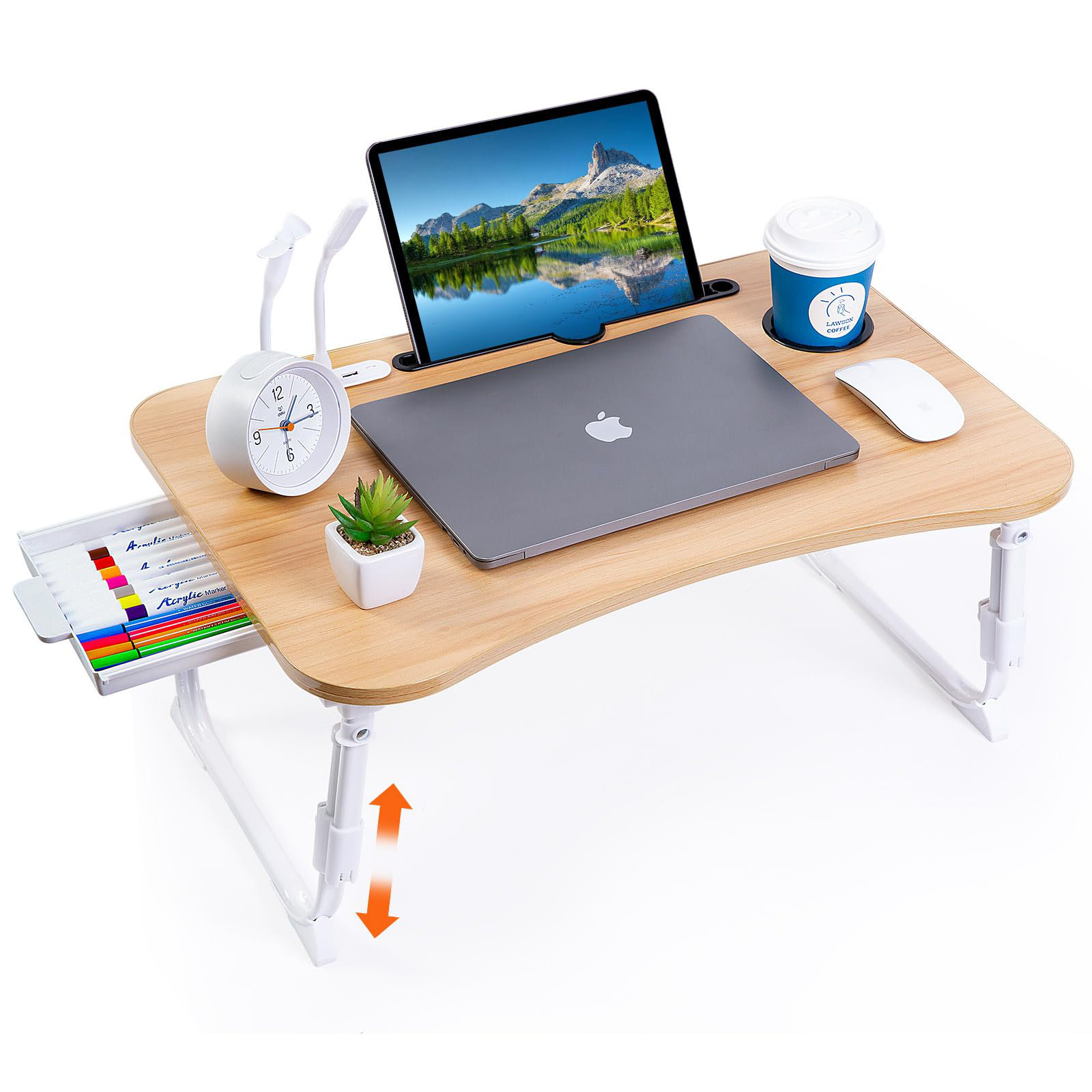 Inbox Zero Laptop Desk For Bed, Height Adjustable Laptop Bed Table ...