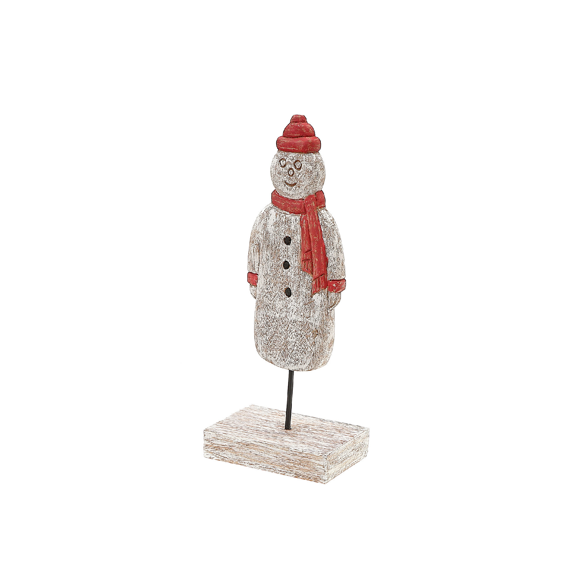 iH casadécor Christmas Wooden Snowman Figurine with Scarf and Toque ...