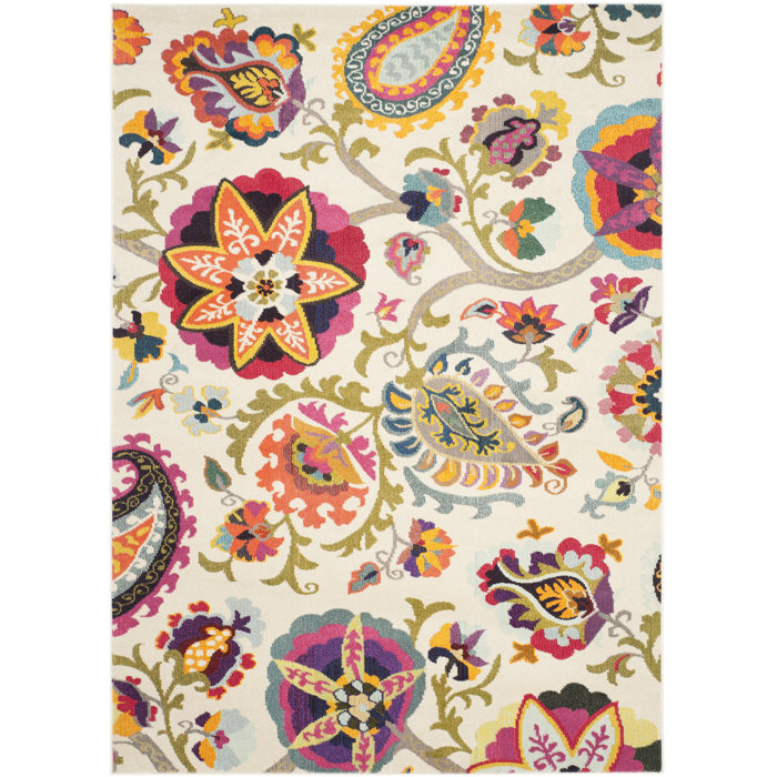 Bungalow Rose Performance Floral Rug & Reviews | Wayfair