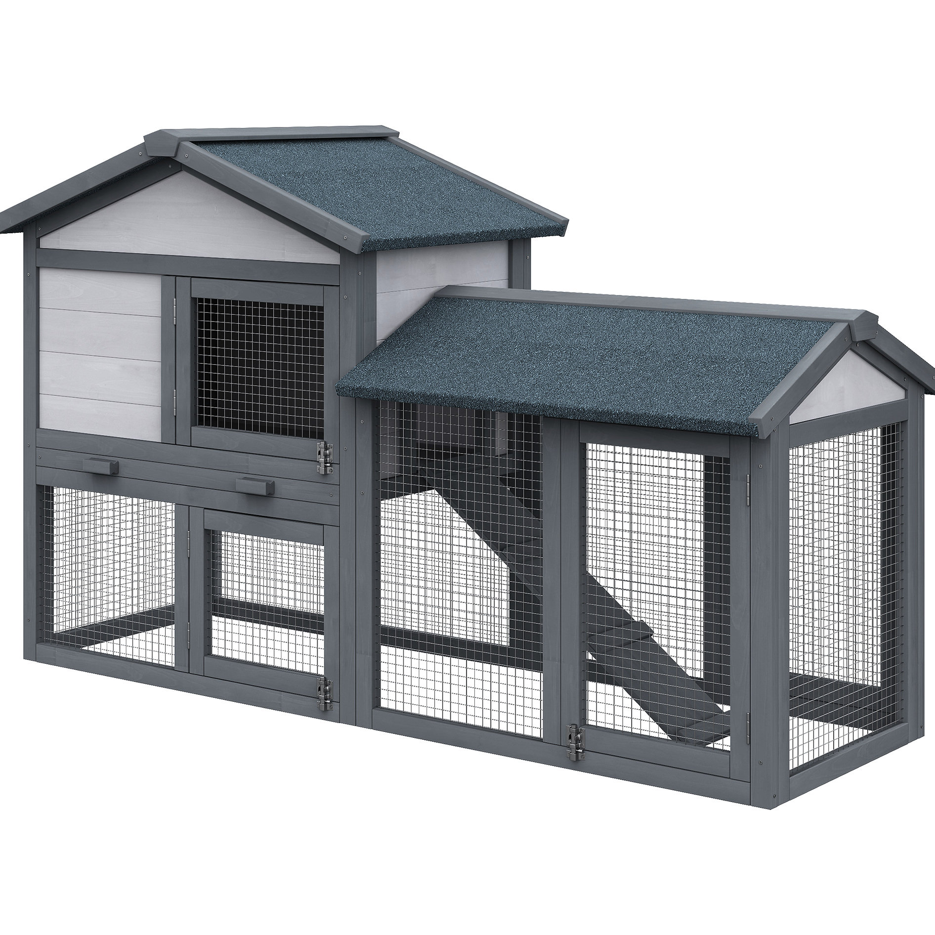 One Allium Way® 58" Dark Gray Rabbit Cage, . Spacious Interior, Asphalt ...