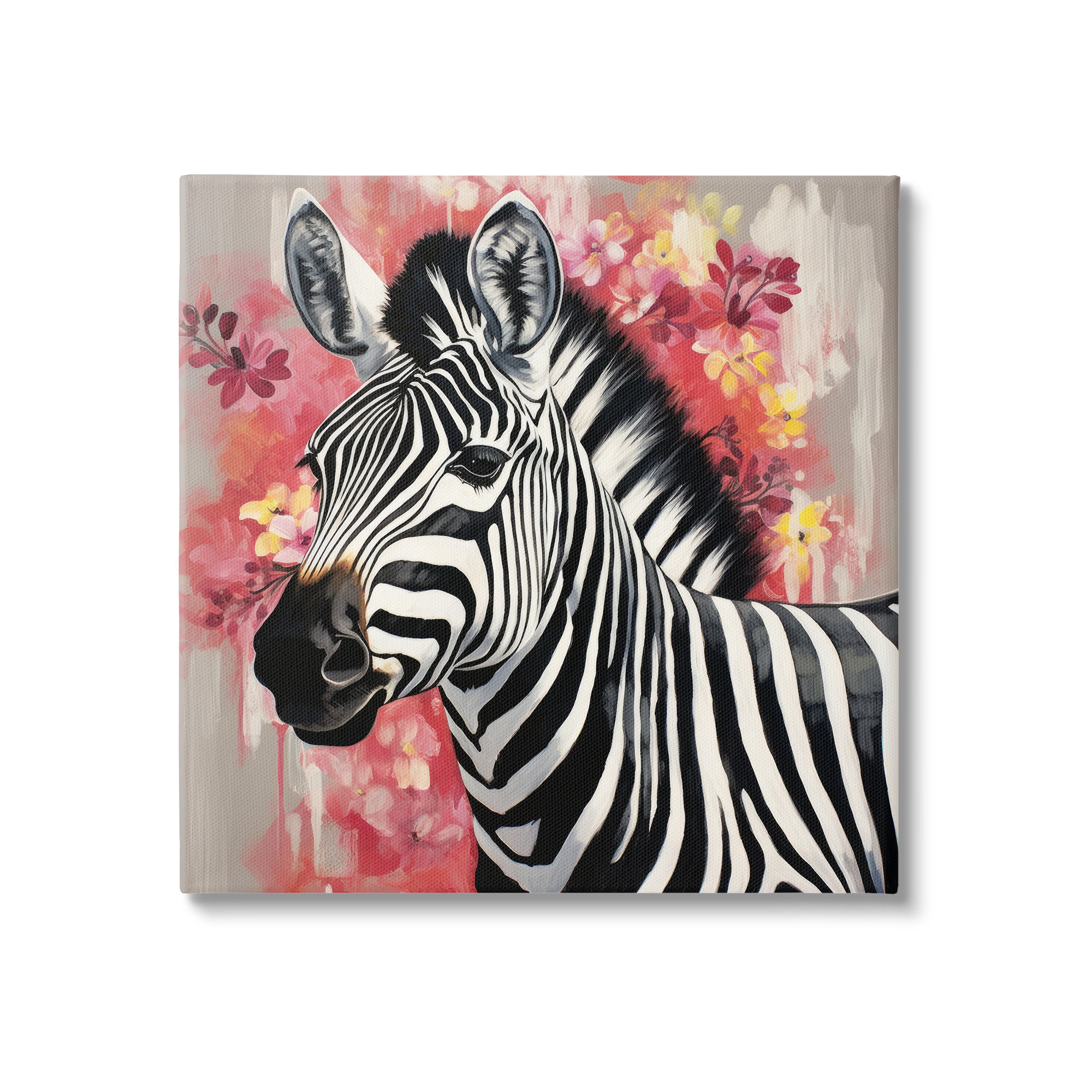 Dakota Fields Zebra with Pink Flowers Canvas Wall Art by Lazar Studio ...
