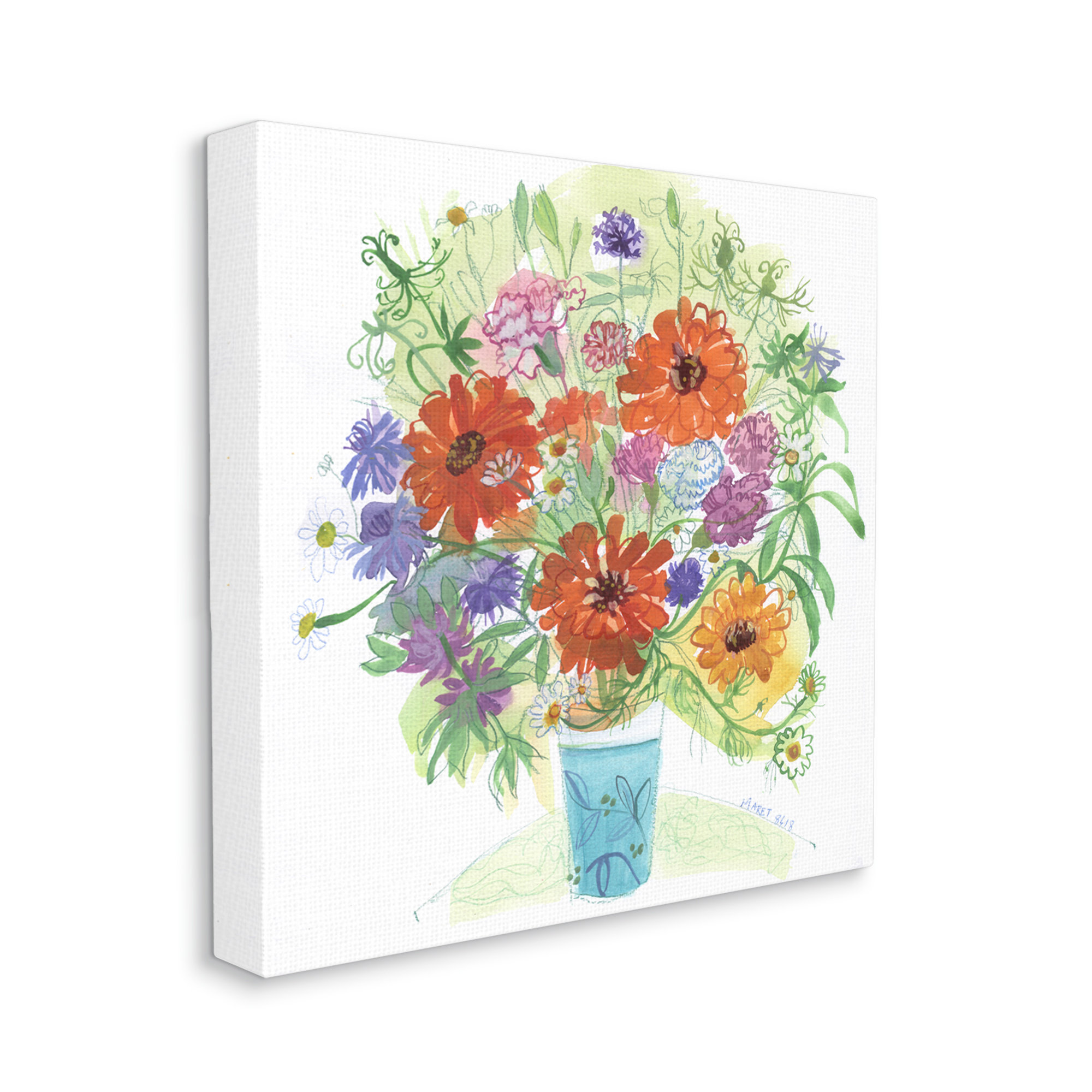 Stupell Industries Assorted Daisies Arrangement Layered Botanical ...