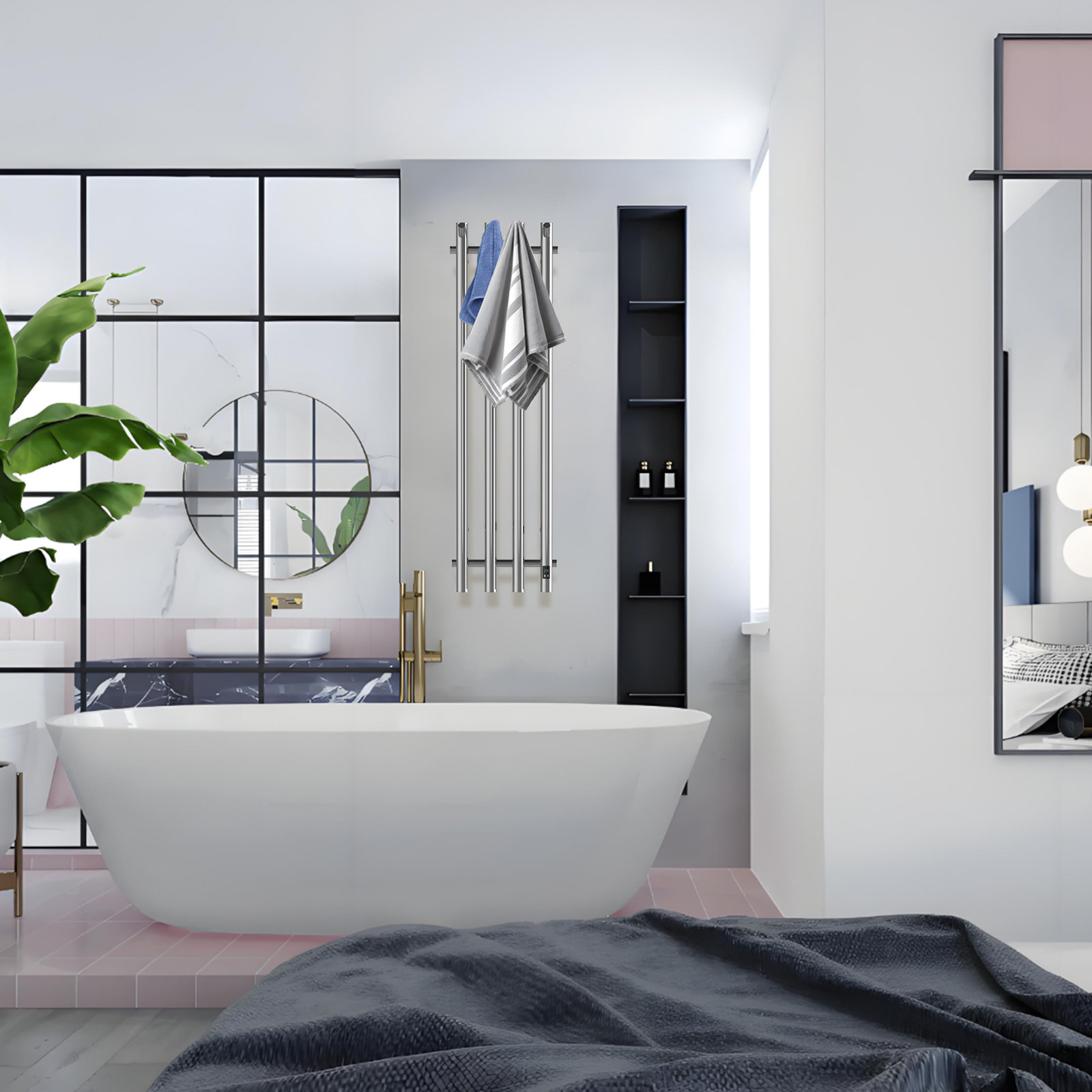 Porlae 4-pole circular wall mounted electric towel rack, bathroom ...