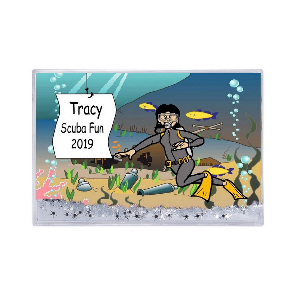 Printed Perfection Personalized Scuba Diver - Female MINI Snow Globe ...