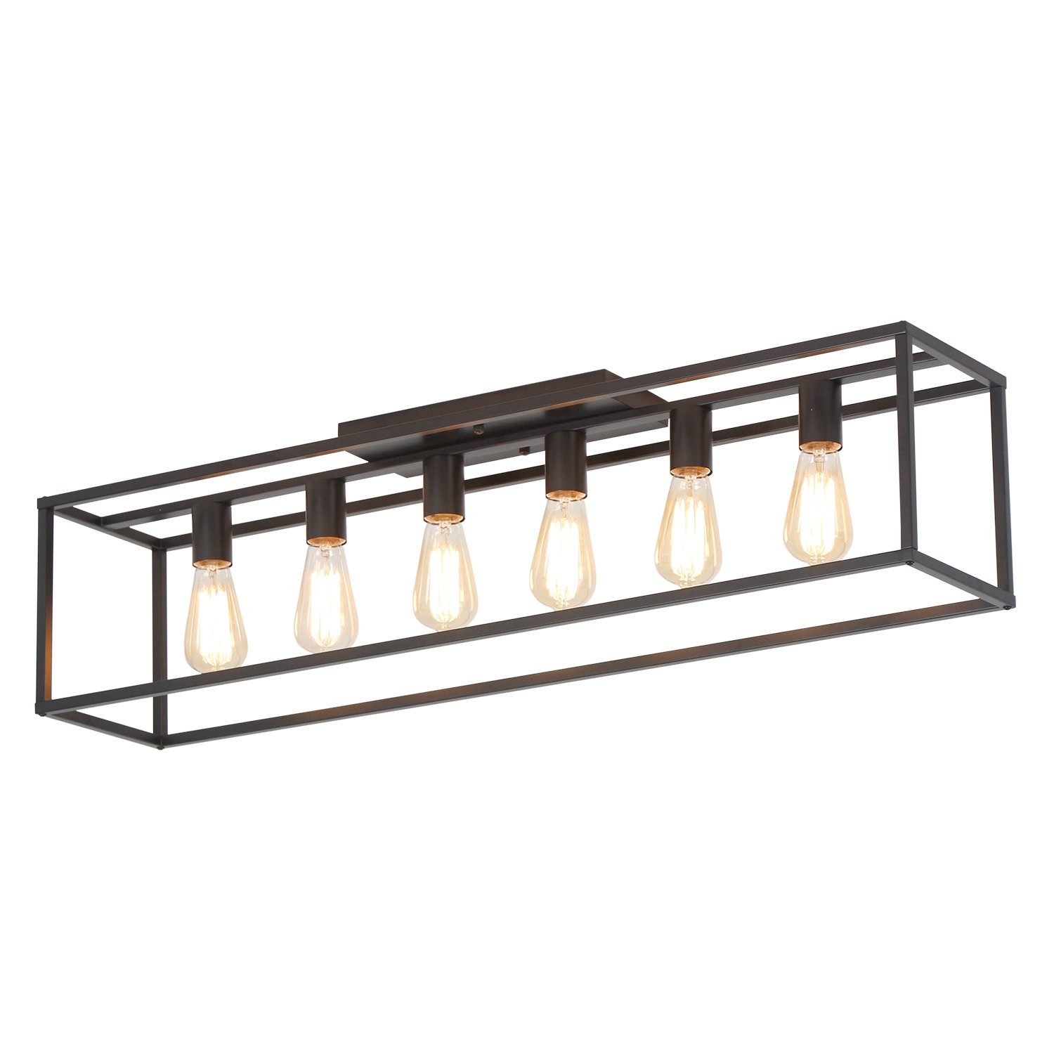 17 Stories Bonnyrigg 6-Light Rectangle Flush Mount Ceiling Fixture ...