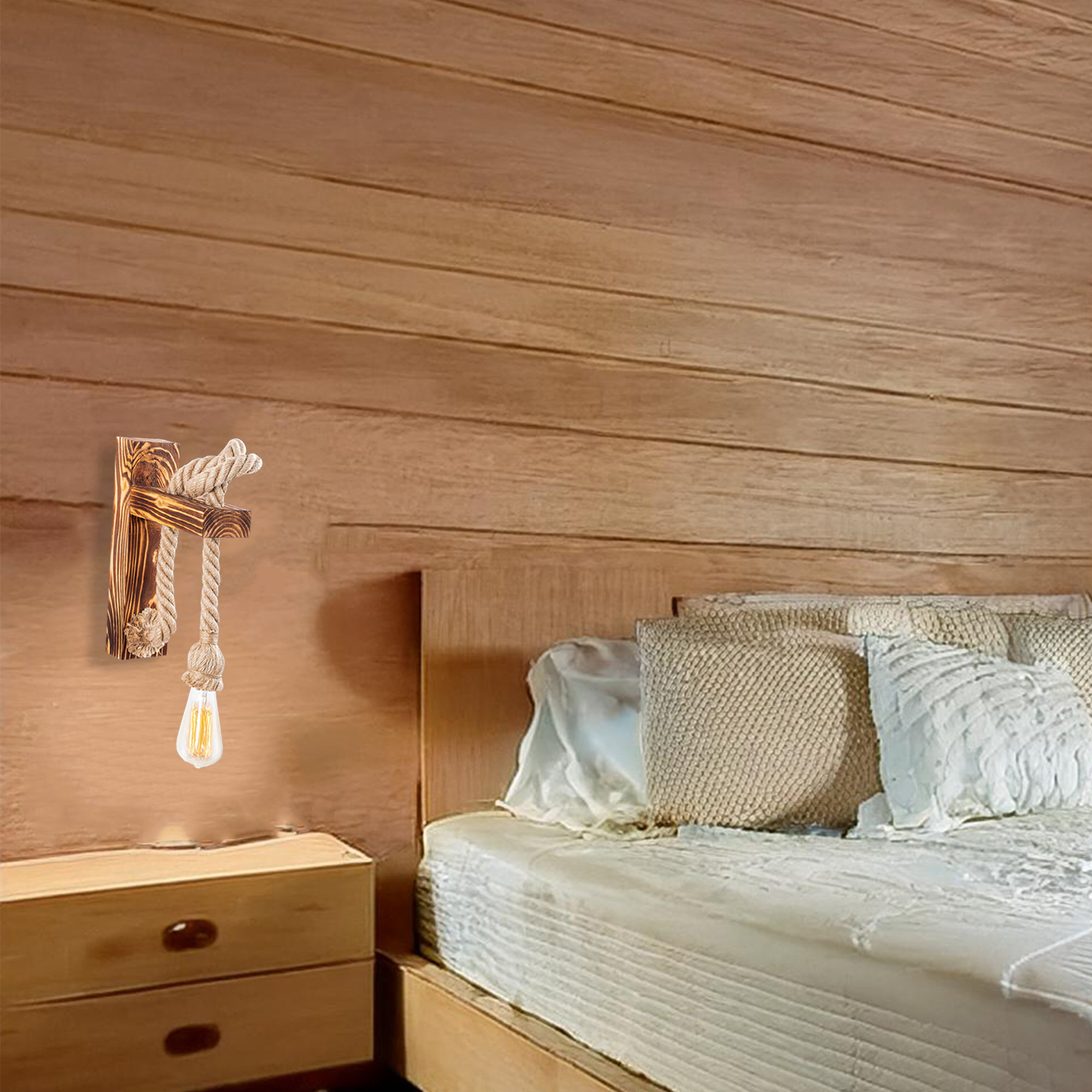 Breakwater Bay Wooden Body Rope Wall Sconce | Wayfair