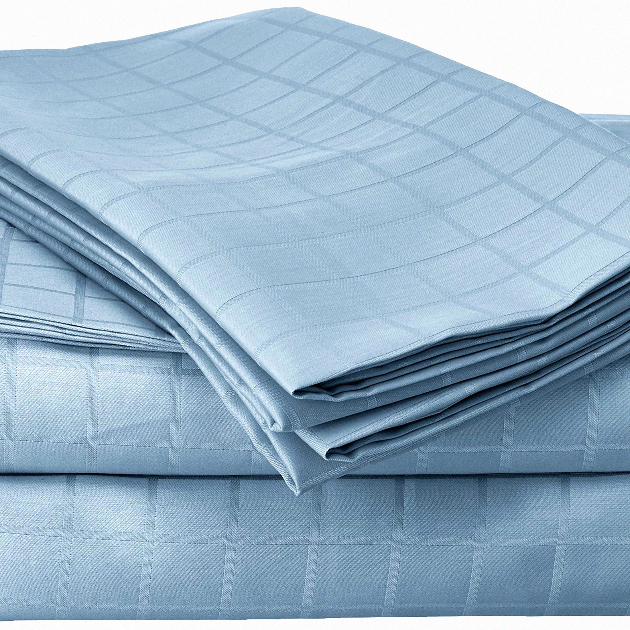 BRBCA Sky Blue Dobby Cotton Deep Pocket Sheets - 6-Piece Set - Soft ...