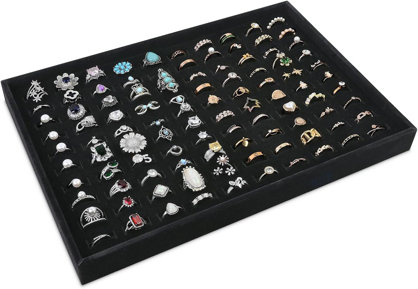 Ebern Designs 2 Pcs Set 100 Slots Ring Tray Display, Slotted Ring ...