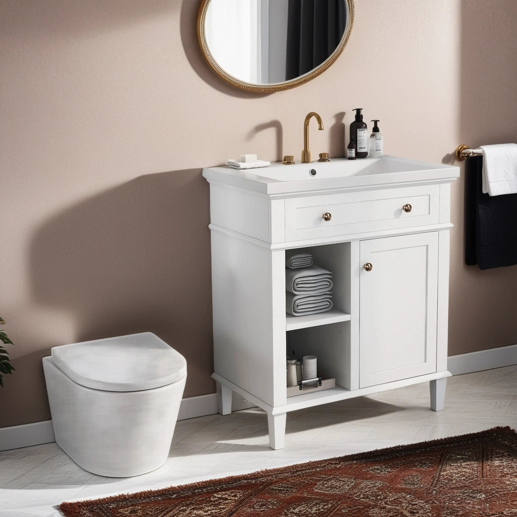 Winston Porter Petrija 30.01'' Single Bathroom Vanity with Ceramic Top ...