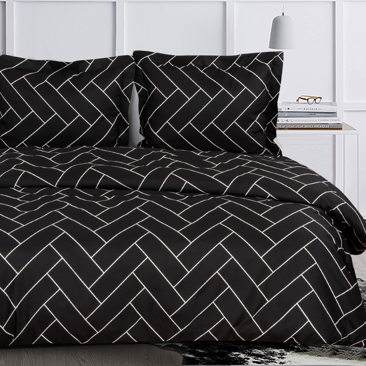 NTBAY 3 Pieces Duvet Cover Set, Microfiber Comforter Cover Set, Brick ...