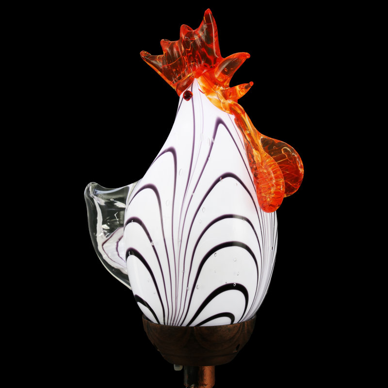 Exhart Solar Glass Rooster Garden Stake in Pink, 32 Inch & Reviews ...