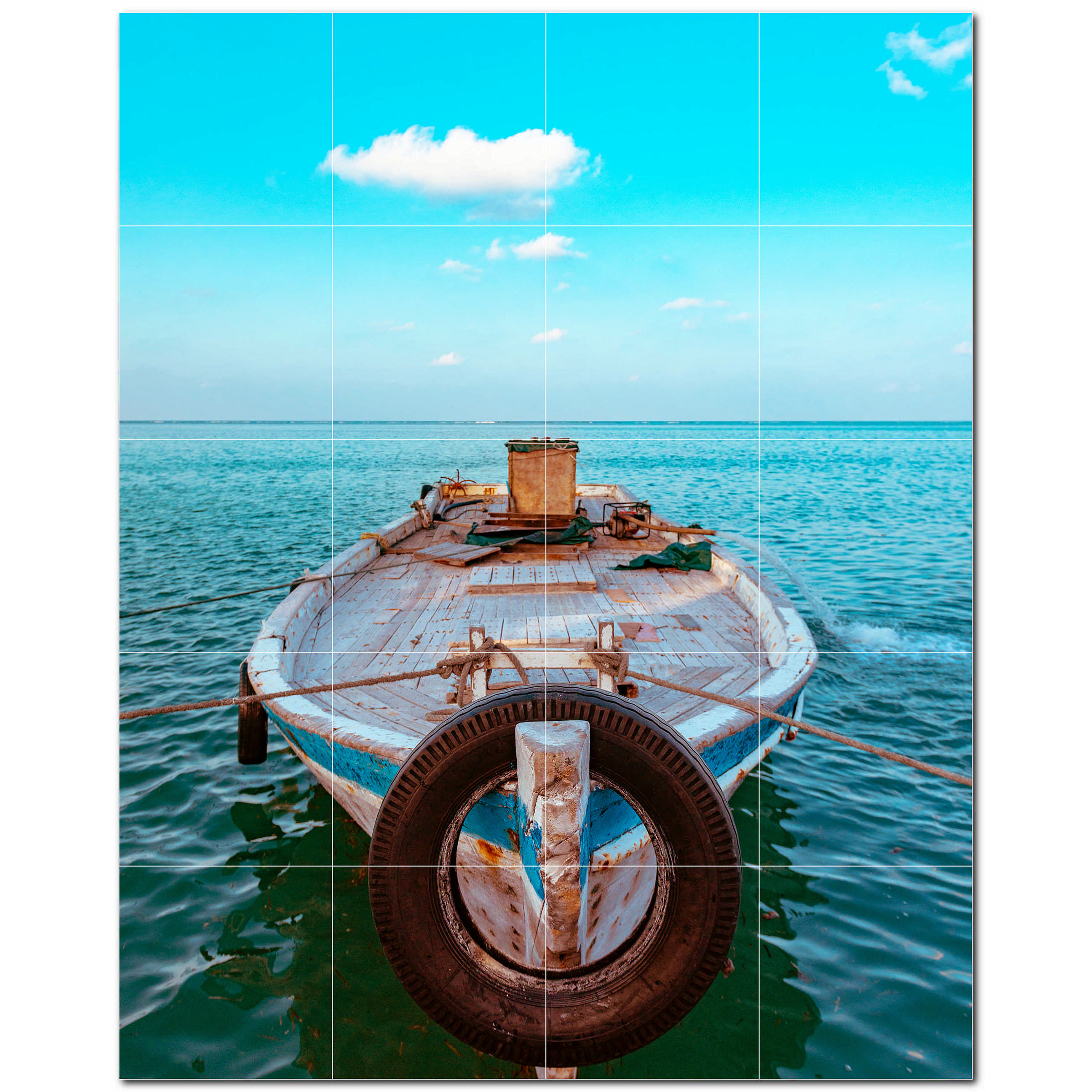 Picture-Tiles.com Boat Photo 8'' x 8'' Satin Ceramic Decorative Mural ...