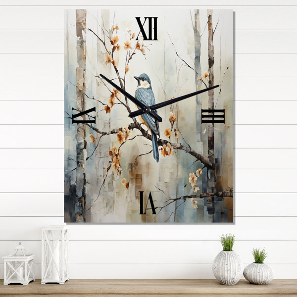 DesignArt Birch Woods Ethereal Elegance III - Animals Modern Wall Clock ...