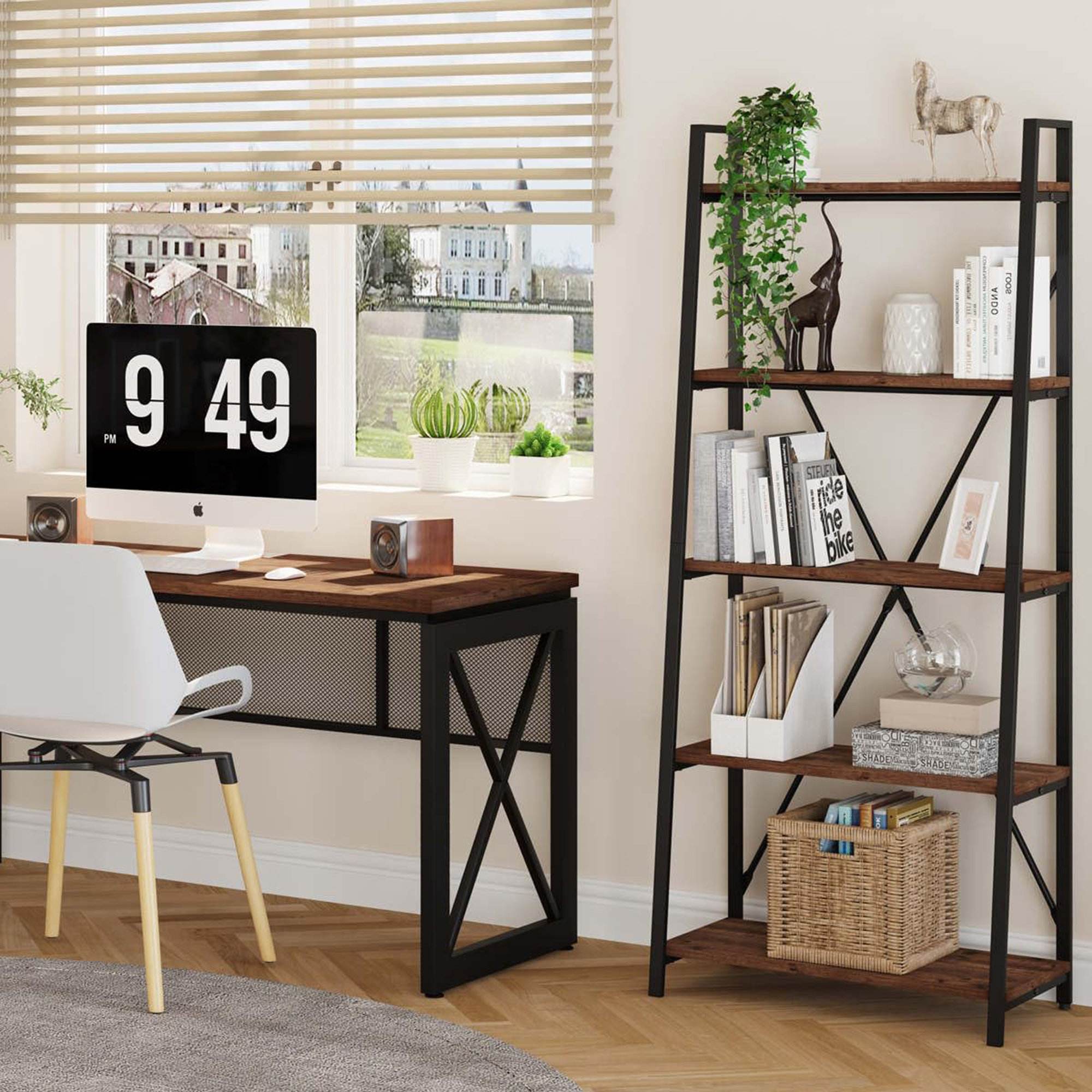 17 Stories 5 tier metal ladder bookcase | Wayfair