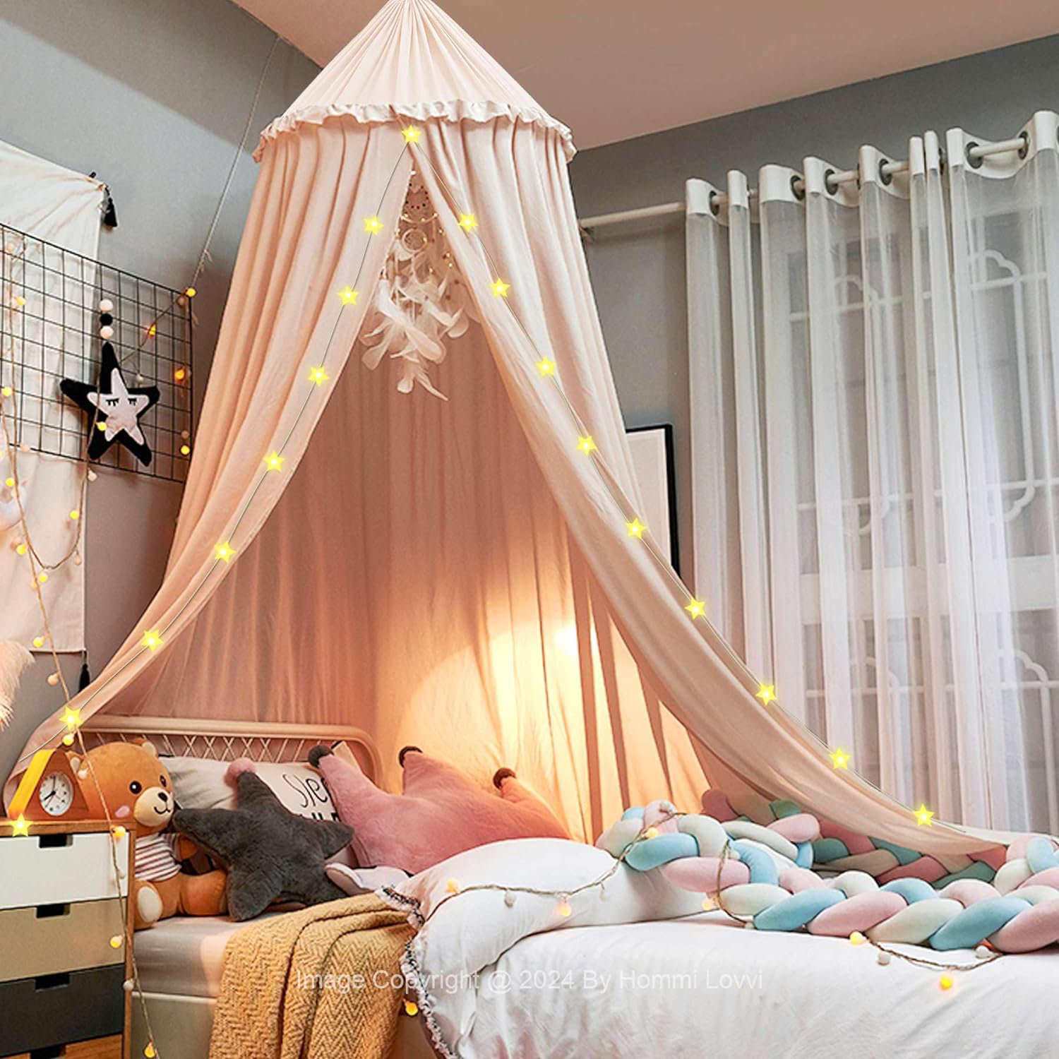 VONDREAMSET Bed Canopy For, Dreamy Frills Ceiling Hanging Princess ...