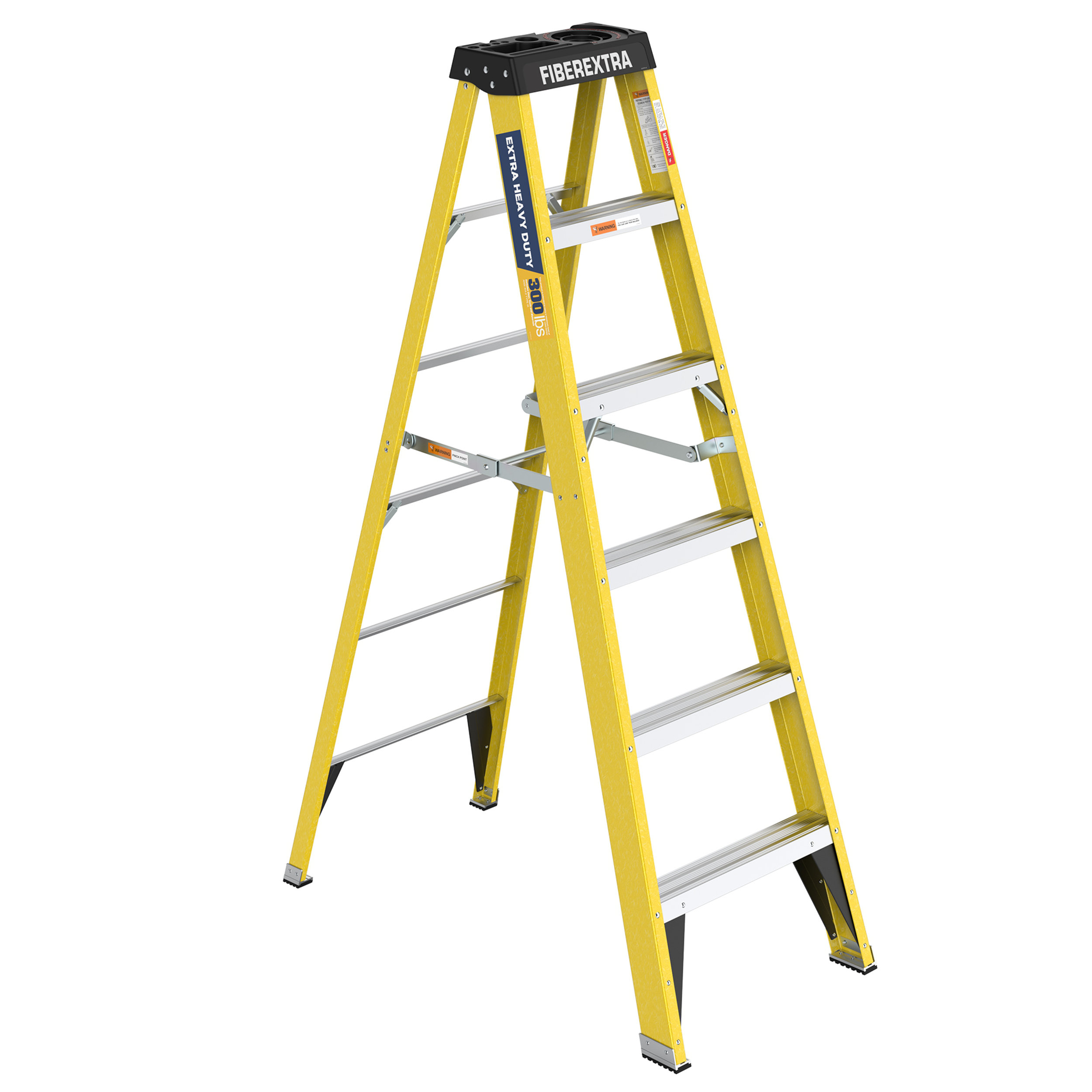 17 Stories 6-Step Fiberglass Step Ladder – 300lbs Capacity, High ...