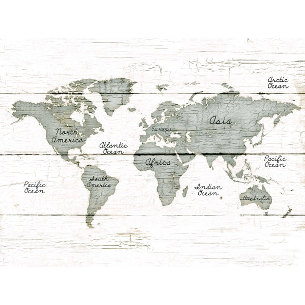 Williston Forge " World Map Wood Planks Gray " | Wayfair