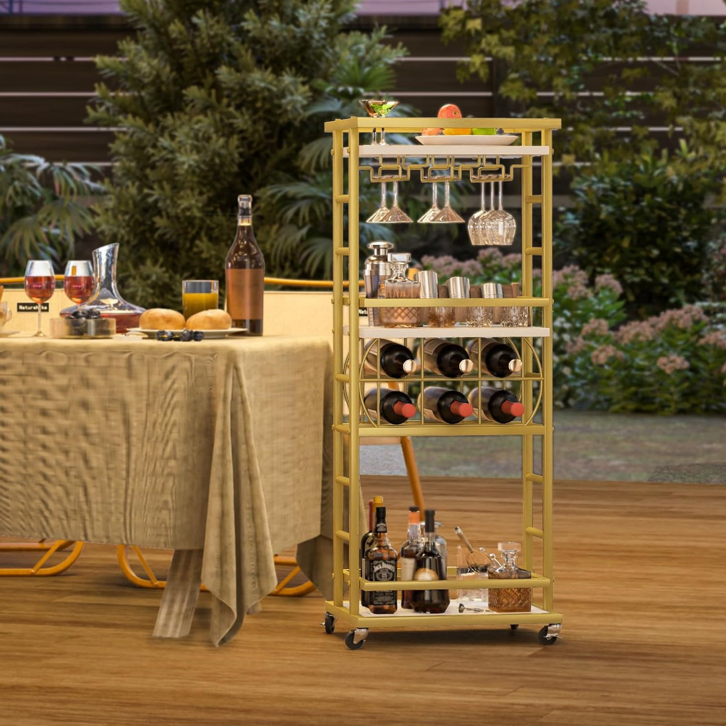 17 Stories Chariot-bar à 4 étages, mini chariot à vin roulant - Wayfair ...