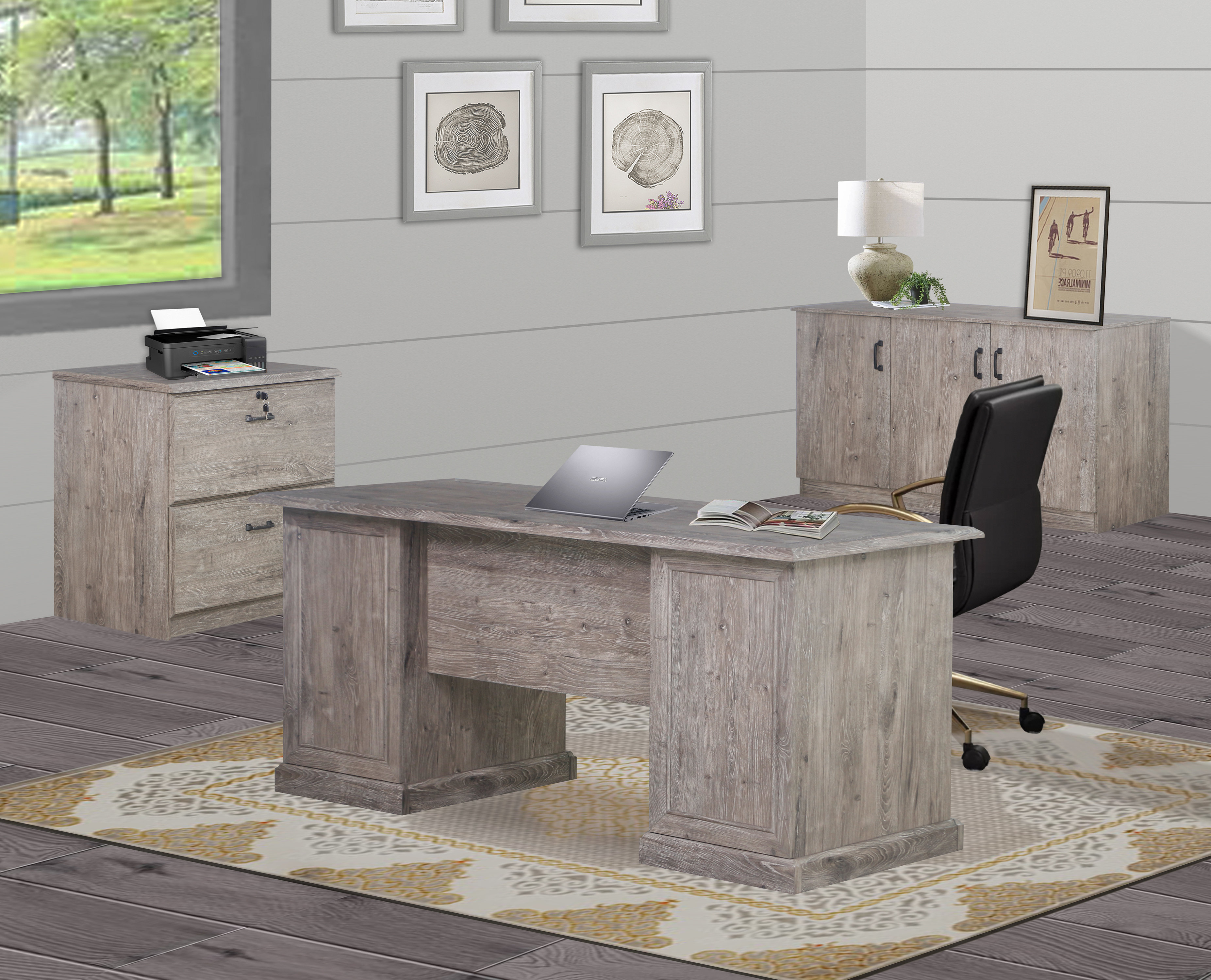Laurel Foundry Modern Farmhouse® Coble 3 Piece Rectangular Executive ...