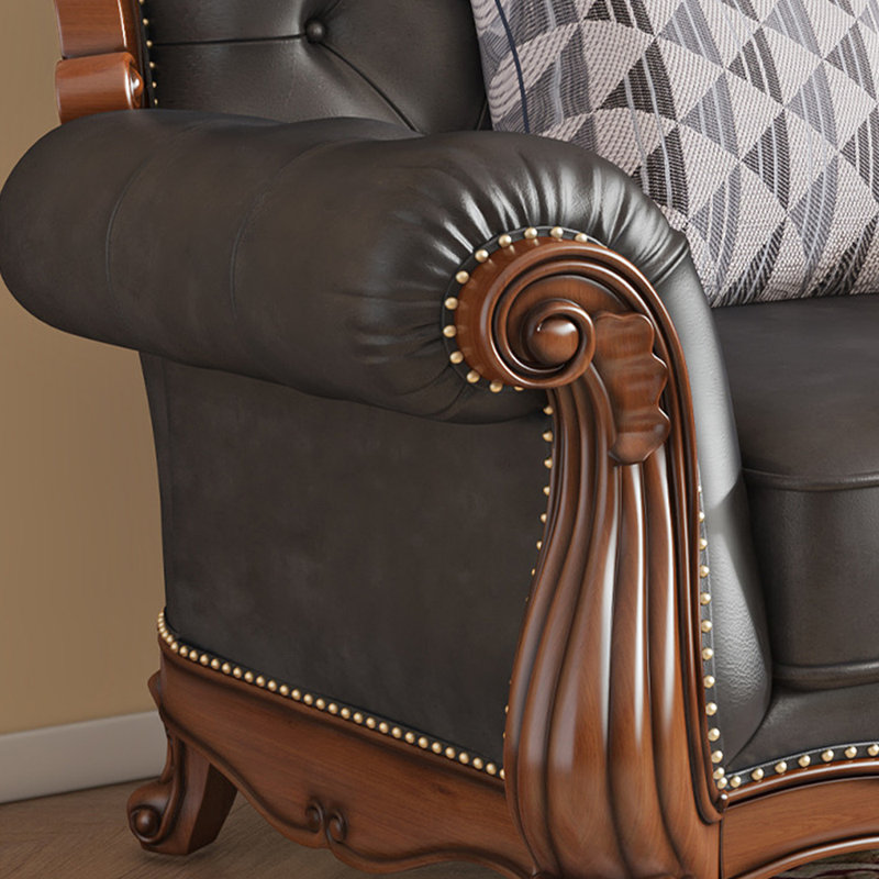 Laouteu An elegant grey leather sofa chair | Wayfair