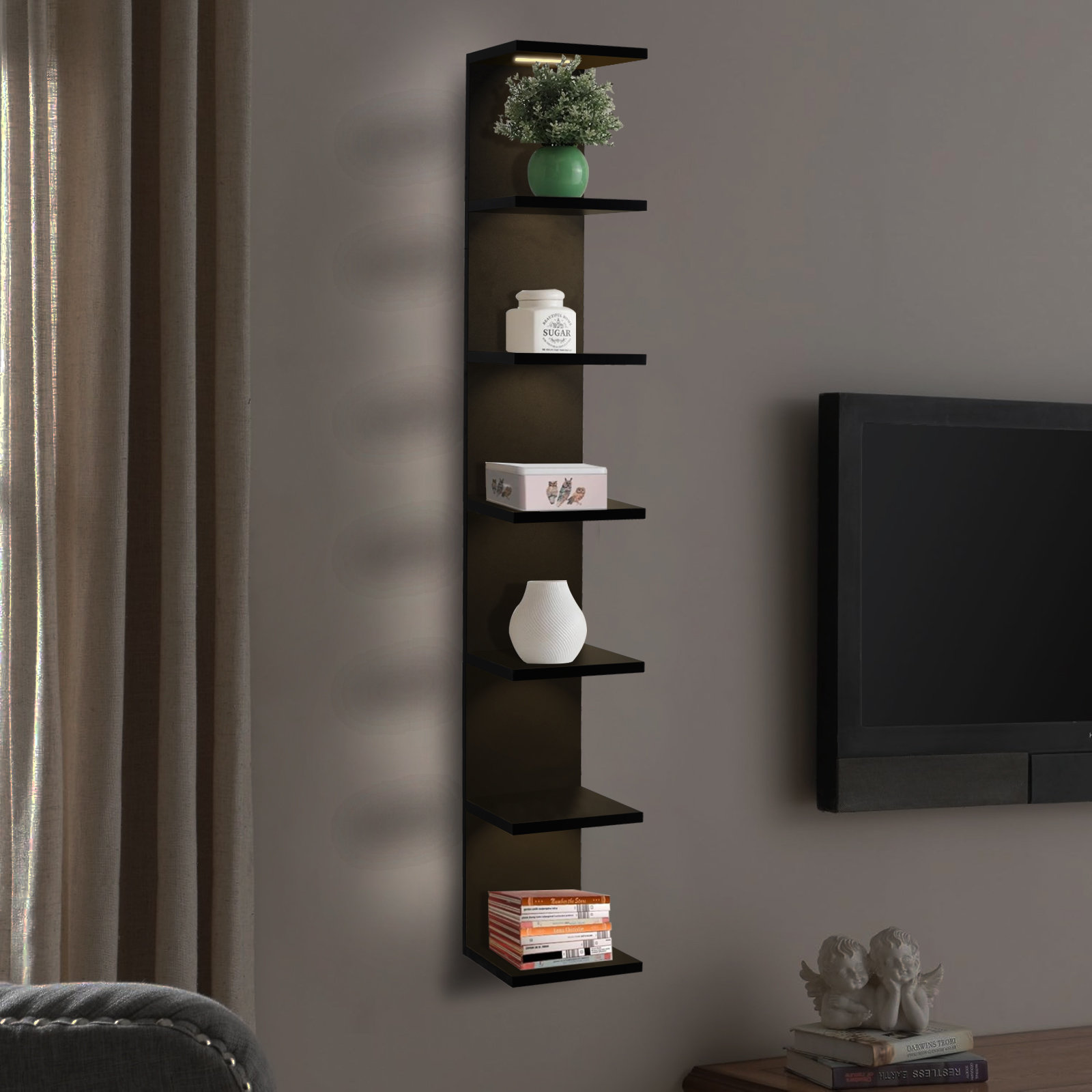 Brayden Studio 7-tier Wall Shelves With Led Lights - Wayfair Canada