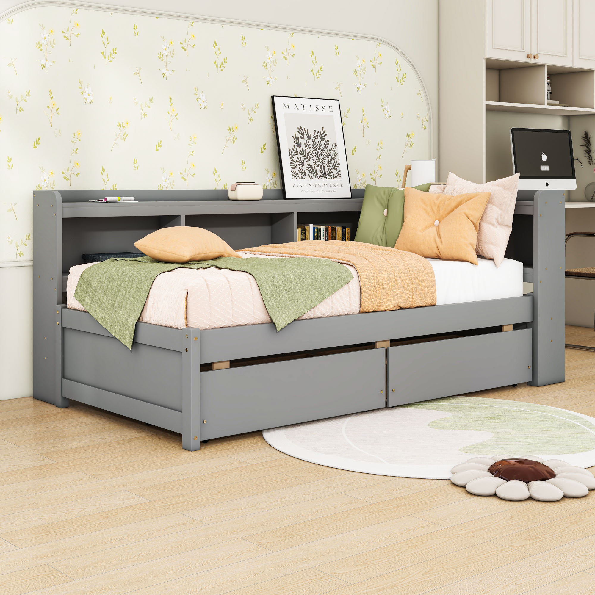 Latitude Run® Twin Daybed with Built-In Drawers, Power Outlets and USB ...